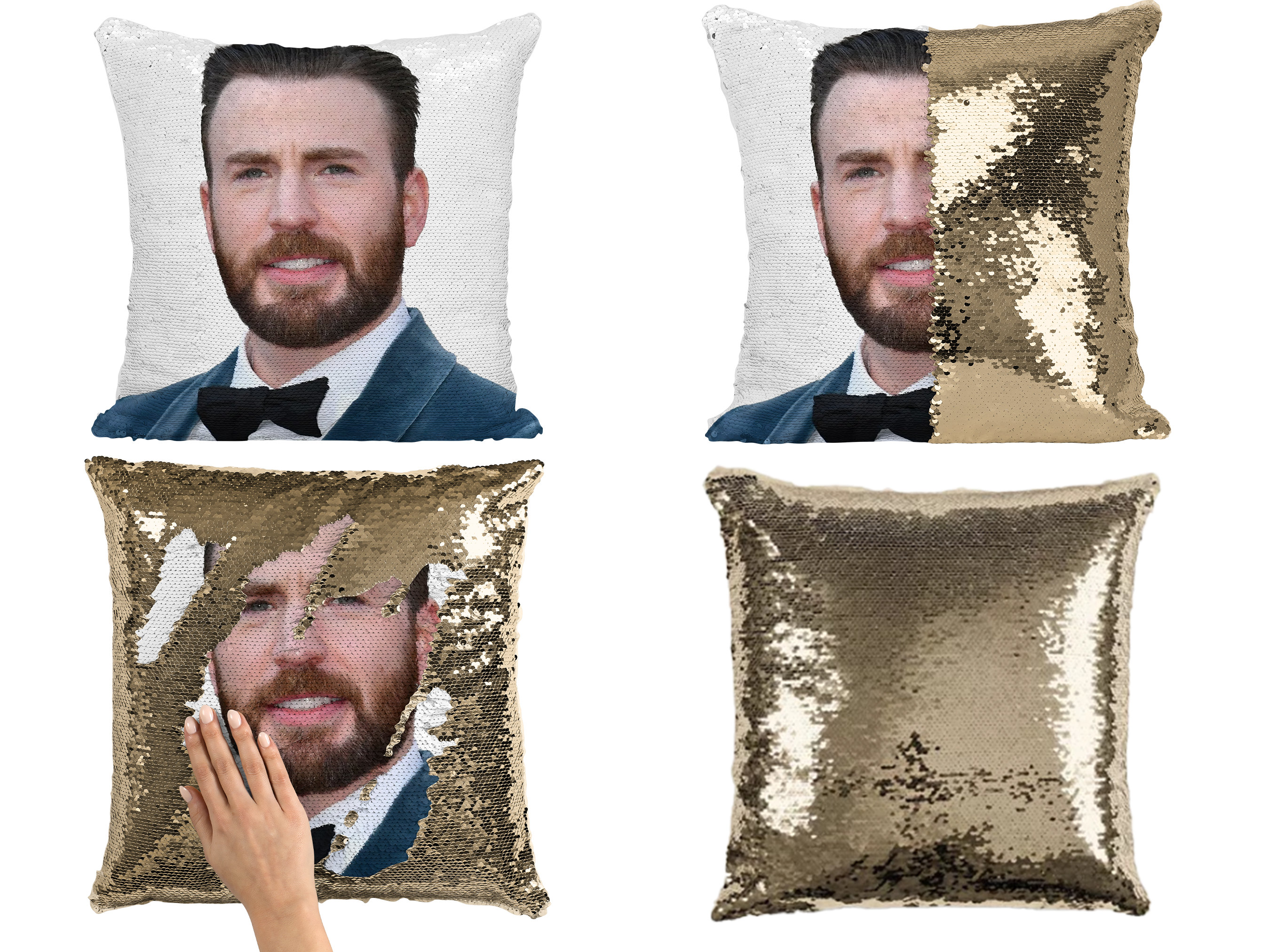 Chris Evans Sequin Pillow Celebrity Sequin Pillowcase Chris - Etsy