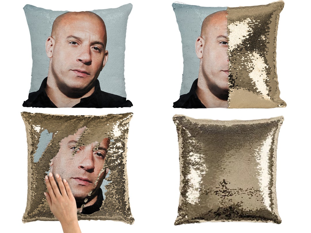 Vin Diesel Sequin Pillow Cover, Celebrity Sequin Pillowcase, Handsome ...