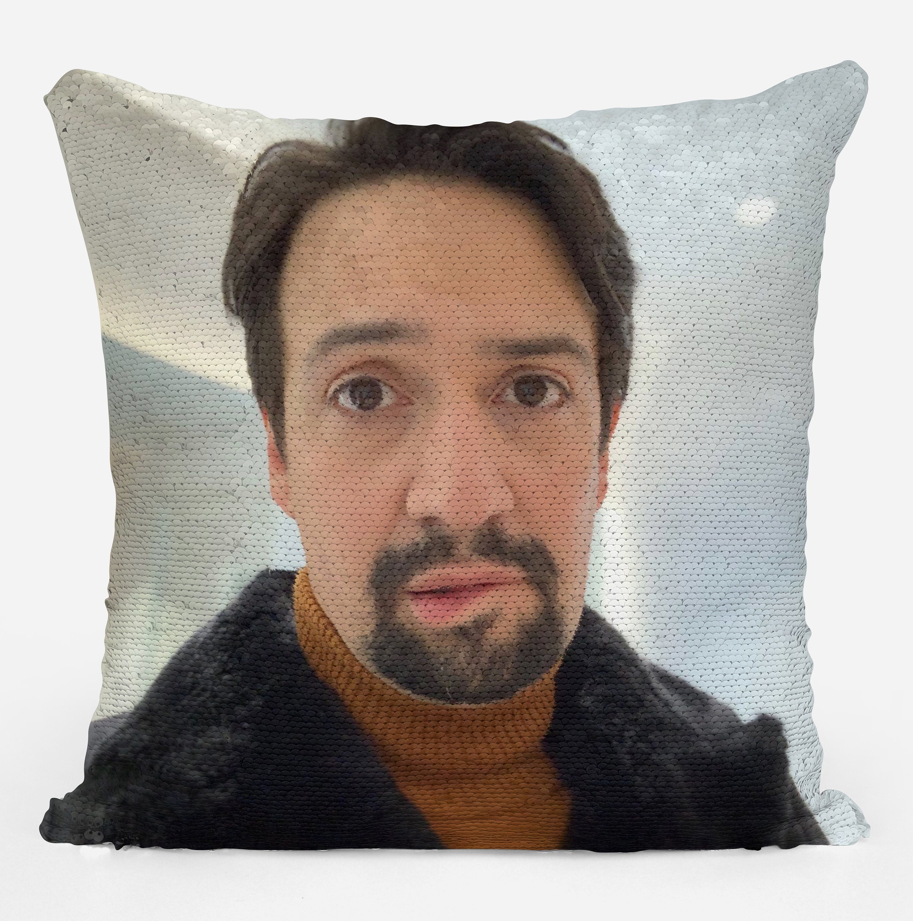 Lin Manuel Miranda Lip Bite Meme Sequin Pillow Cover, Celebrity Sequin ...