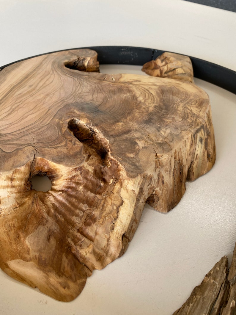 Live Edge Wood Slab Olive Tree Slice Round Reclaimed Unique - Etsy
