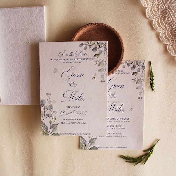 Handmade Seed Paper Wedding Invitations - Etsy