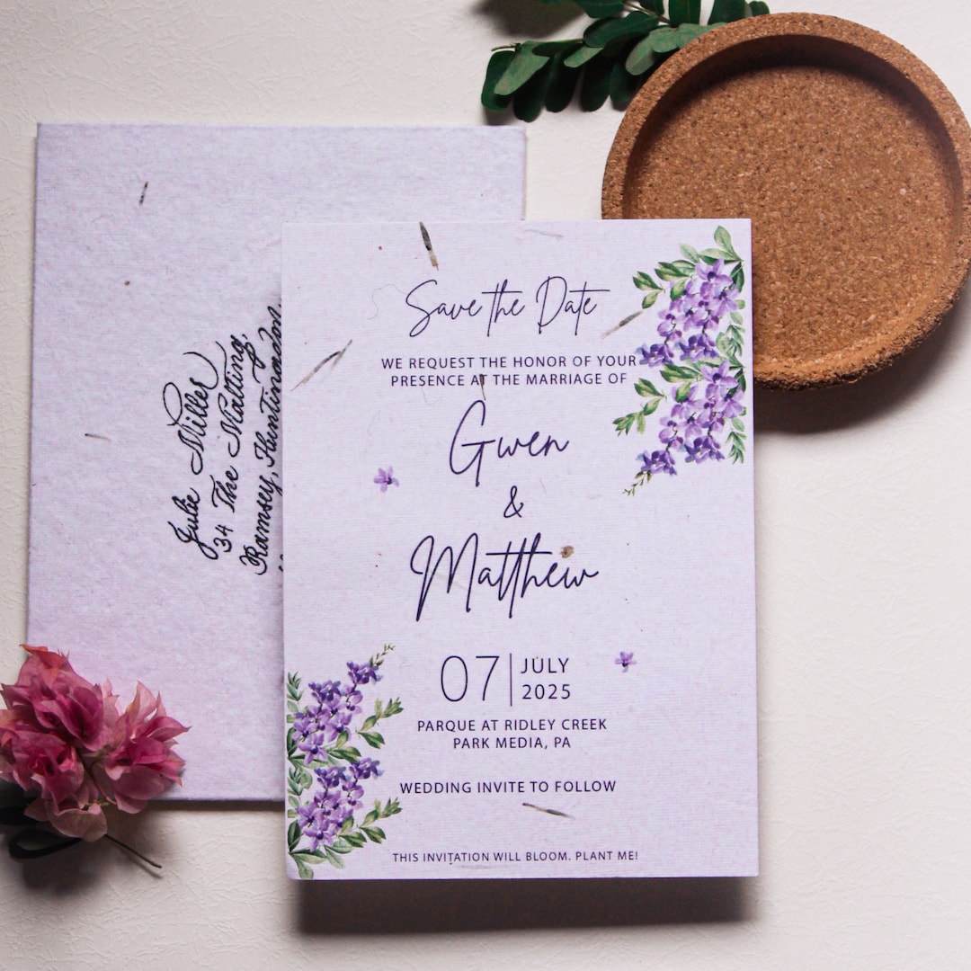 Handmade Seed Paper Wedding Invitation | Marigold Wildflower Seeds ...