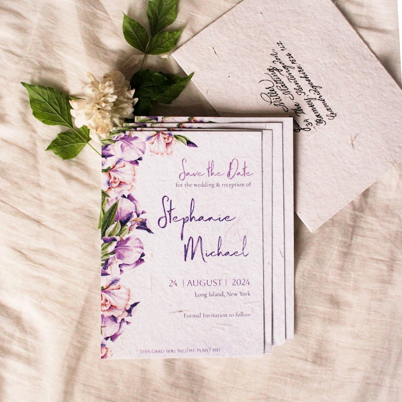 Floral Wedding Invitation Handmade With Wildflower Seed Paper - Etsy