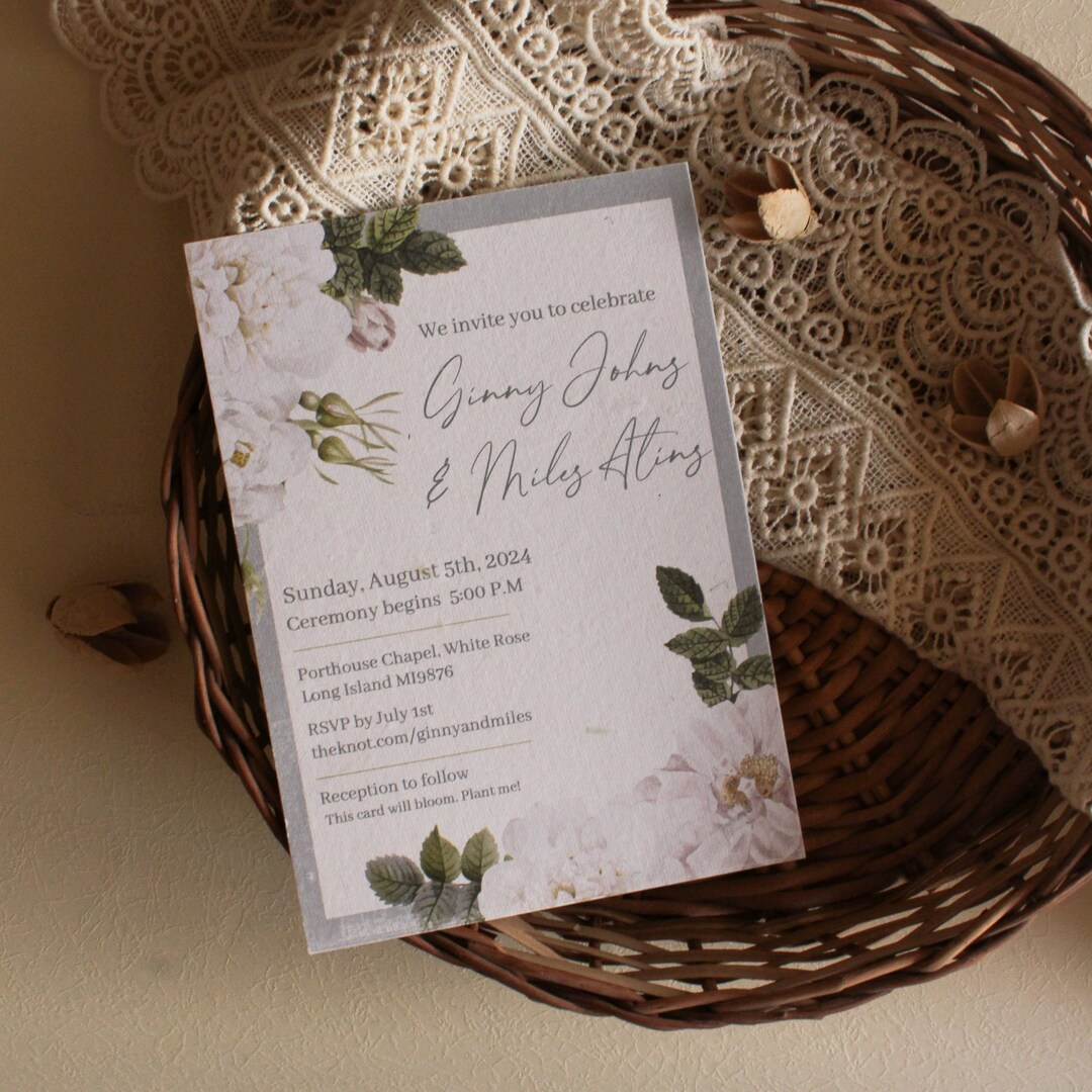 Luxury Seed Paper Wedding Invitation | Eco-friendly Handmade Invite ...