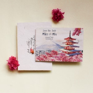 Japanese Theme Wedding Invitation | Handmade Seed Paper Invite - Etsy