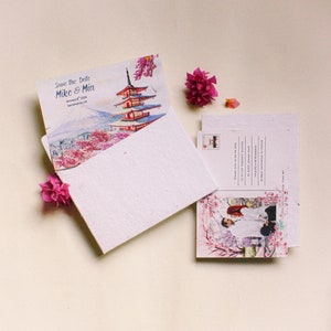 Japanese Theme Wedding Invitation | Handmade Seed Paper Invite - Etsy