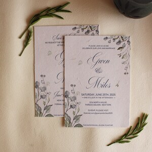 Plantable Seed Paper Wedding Invitation | 5x7” Eco-friendly Invite With ...