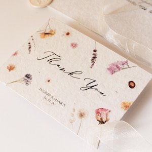 Pressed Flower Wedding Invitation Suite on Seed Paper – Handmade ...