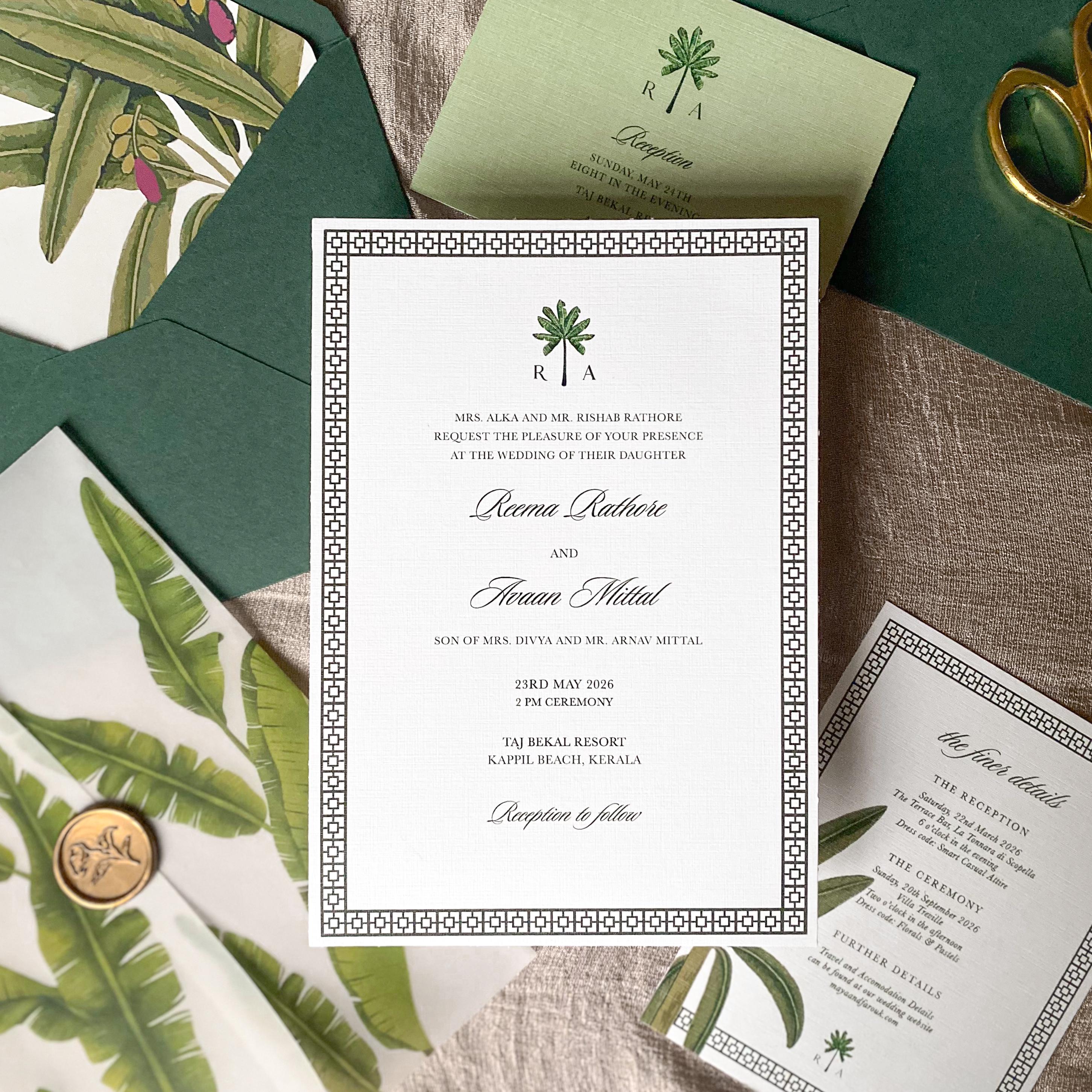 Tropical Wedding Invitation Suite: White Lotus, Mango & Plantain Design ...