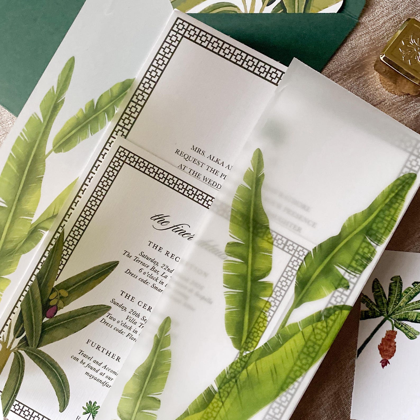 Tropical Wedding Invitation Suite: White Lotus, Mango & Plantain Design ...