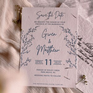 Minimalist Save the Date | Handmade Wedding Invitation With Wildflower ...