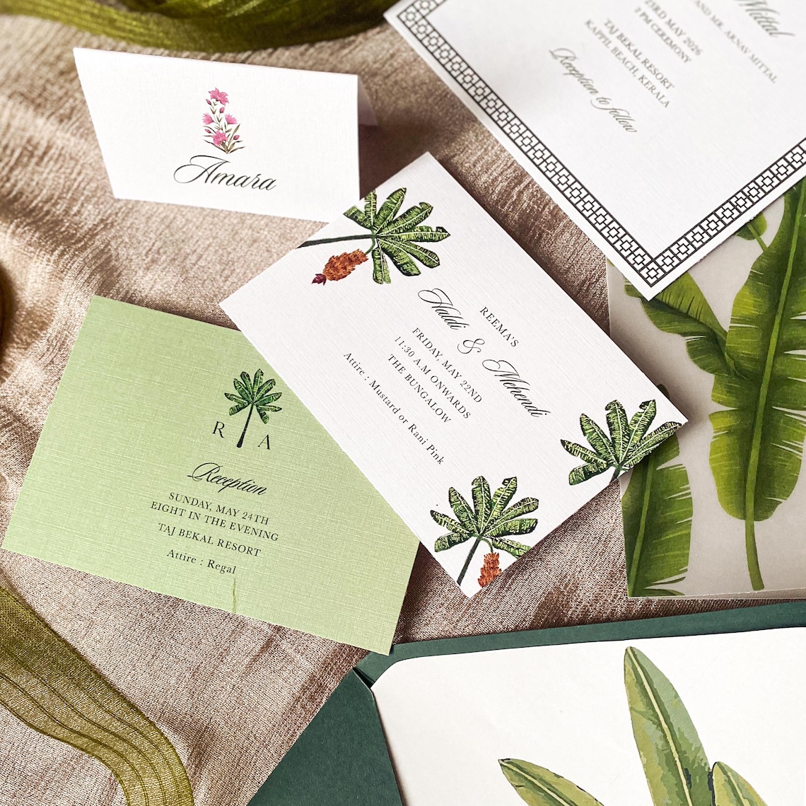 Tropical Wedding Invitation Suite: White Lotus, Mango & Plantain Design ...