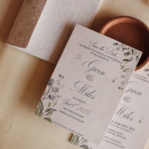 Plantable Seed Paper Wedding Invitation | 5x7” Eco-friendly Invite With ...