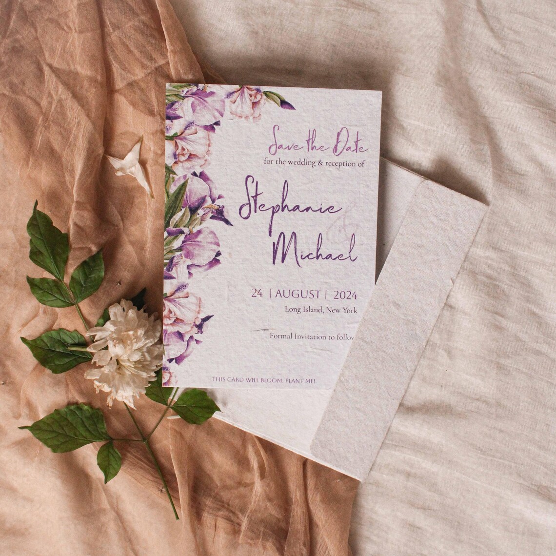 Floral Wedding Invitation Handmade With Wildflower Seed Paper - Etsy