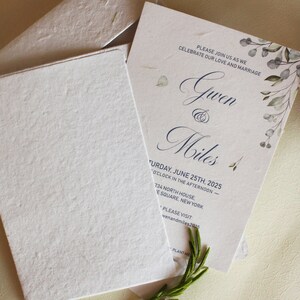 Plantable Seed Paper Wedding Invitation | 5x7” Eco-friendly Invite With ...