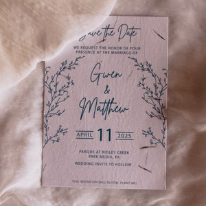 Minimalist Save the Date | Handmade Wedding Invitation With Wildflower ...