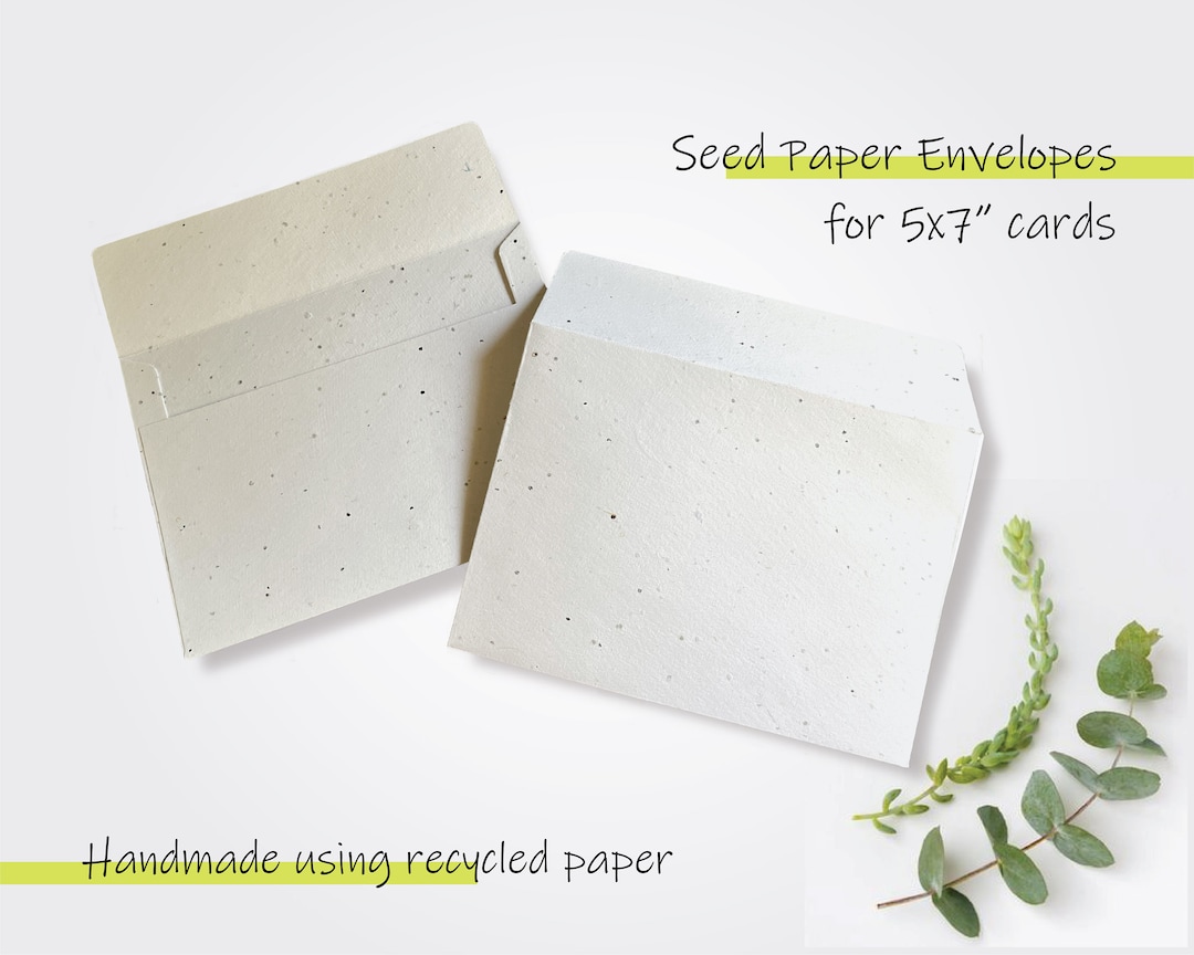 Handmade Seed Paper Envelope for 5x7 Inch Cards Plantable Envelope Eco ...