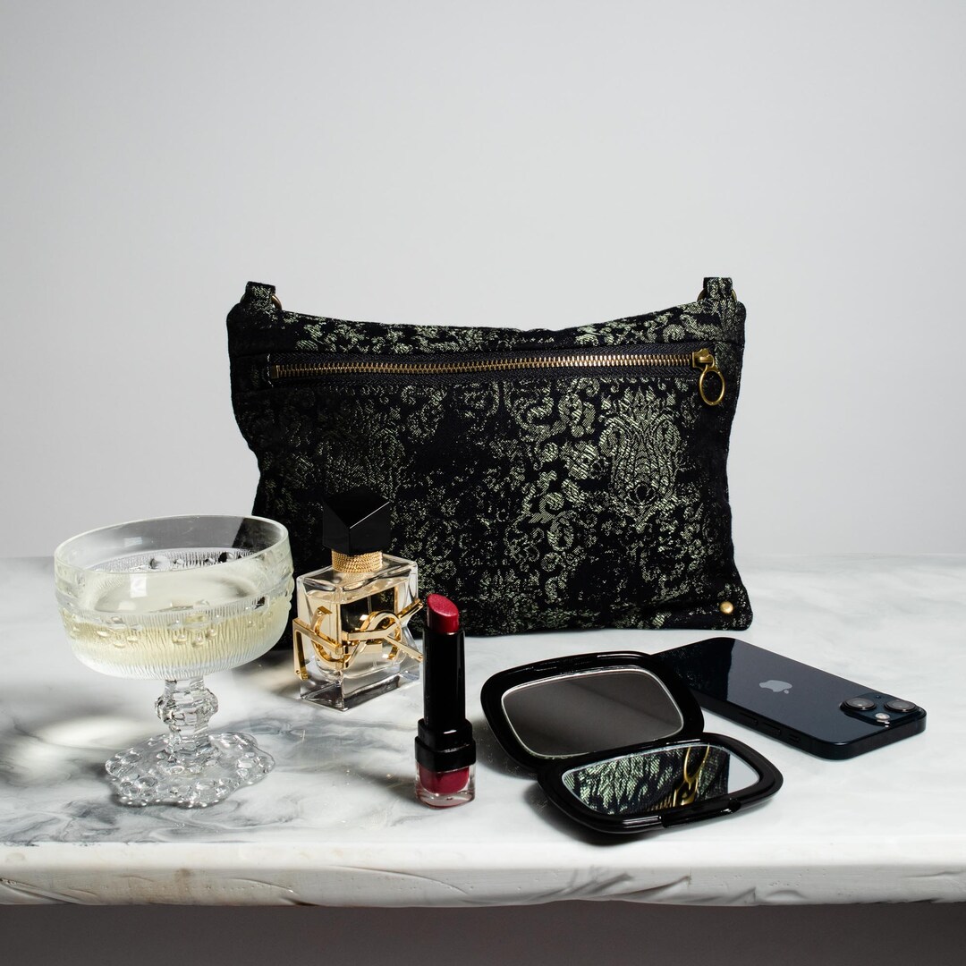 Whimsigoth Bag Made of Jacquard Fabric Emerald Green Black Small ...