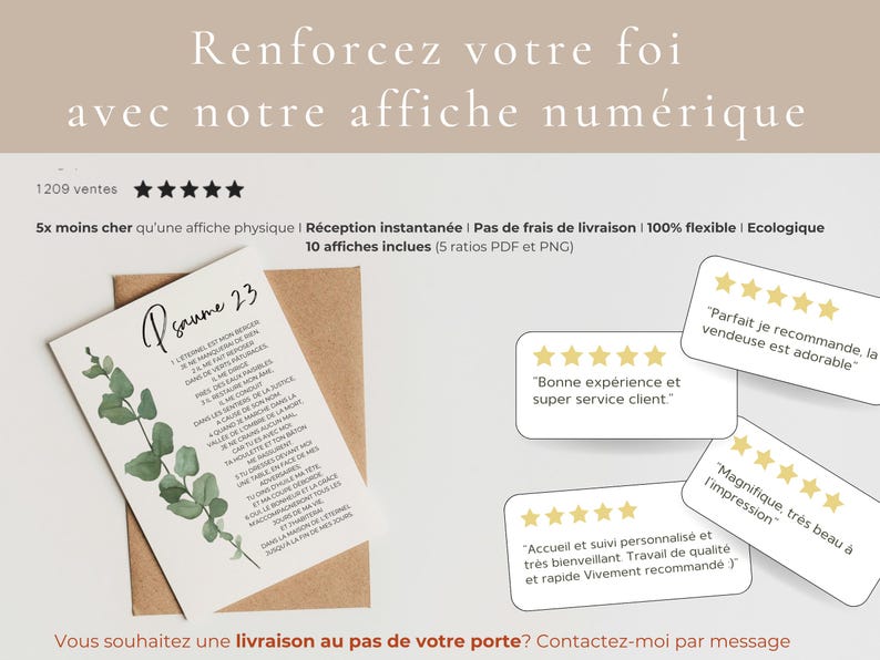 Bible Verse in French I Psalm 23 I Interior Wall Decoration I Christian ...