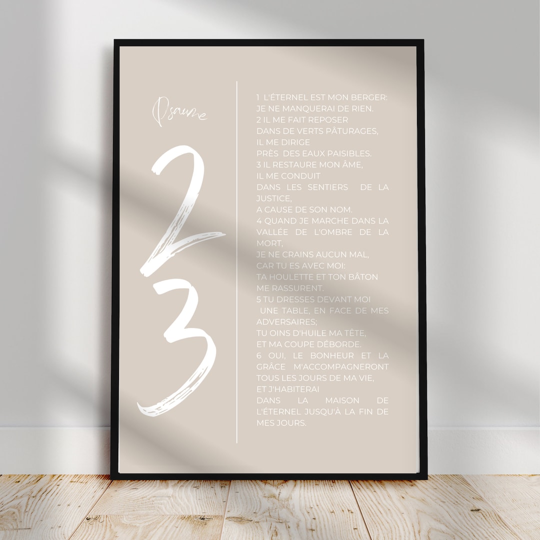 Bible Verse in French, Psalm 23, Christian Painting, Bible Poster ...