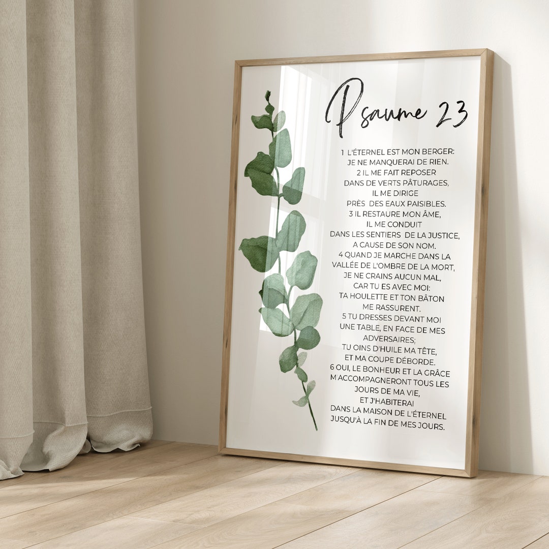Verset biblique en français I Psaume 23 I Décoration intérieure murale ...