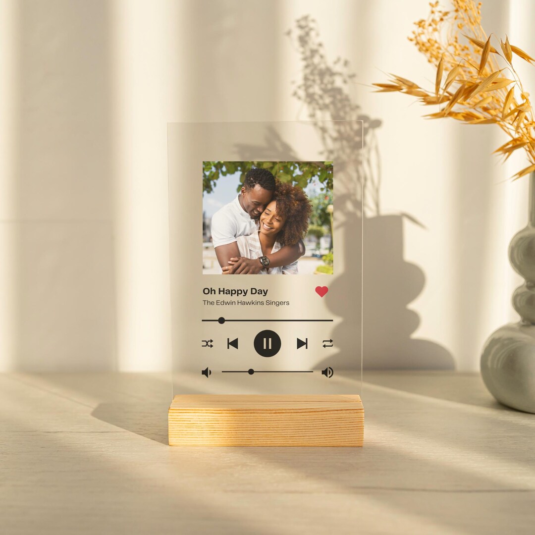 Personalized Song Frame, Playlist Acrylic Poster on Wooden Stand ...
