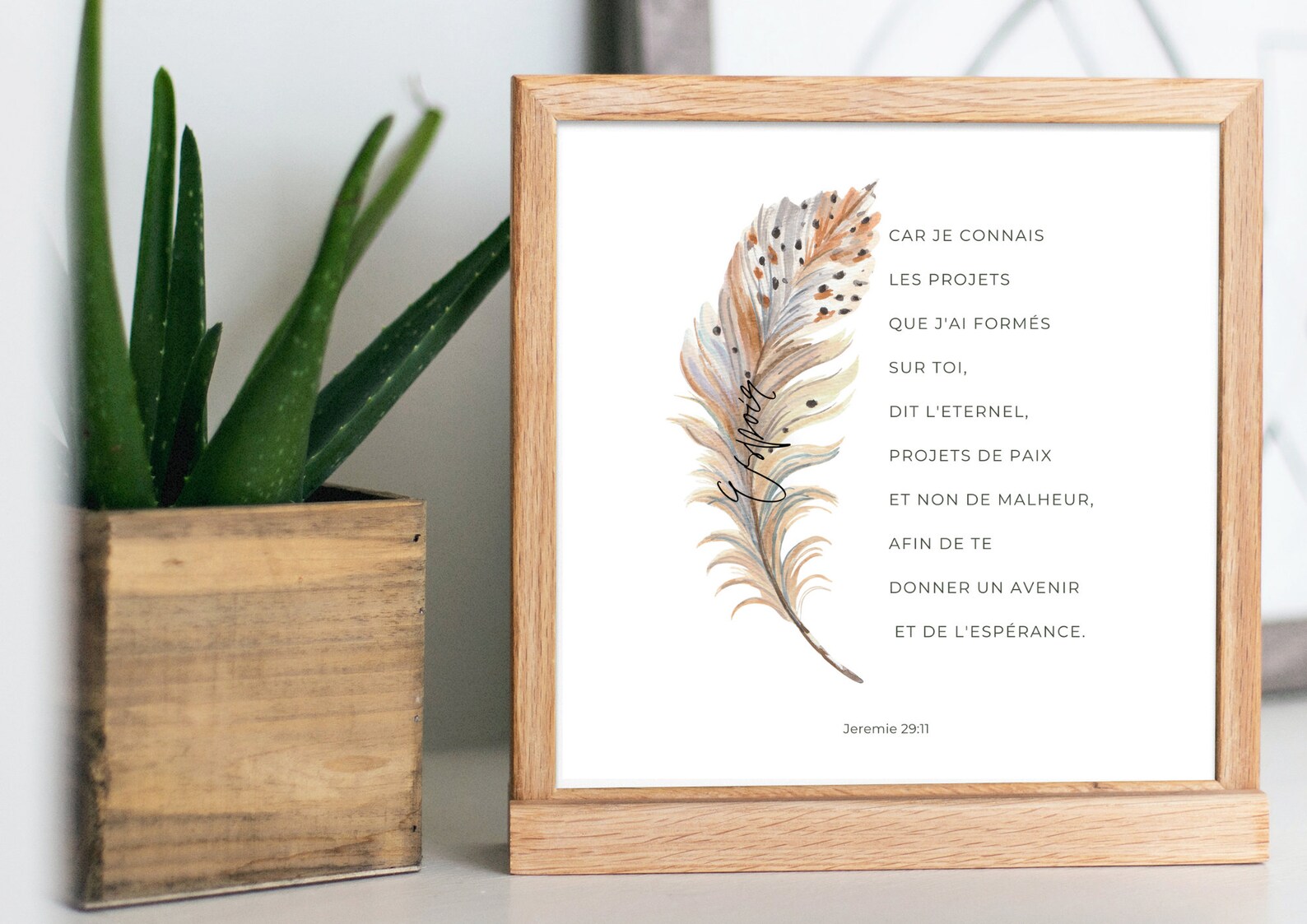 Poster de verset biblique en français Jérémie 29:11, Affiche avec ...
