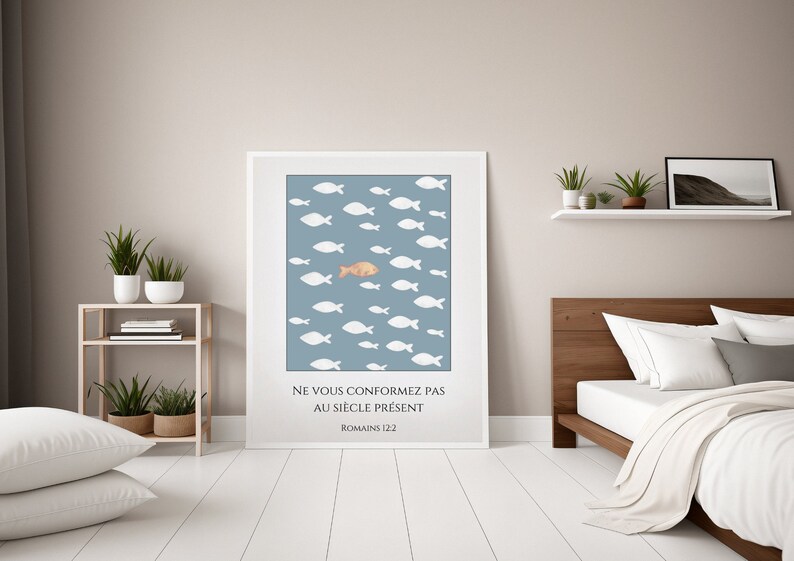 Verset biblique en français, Tableau chrétien, Affiche avec citation de ...