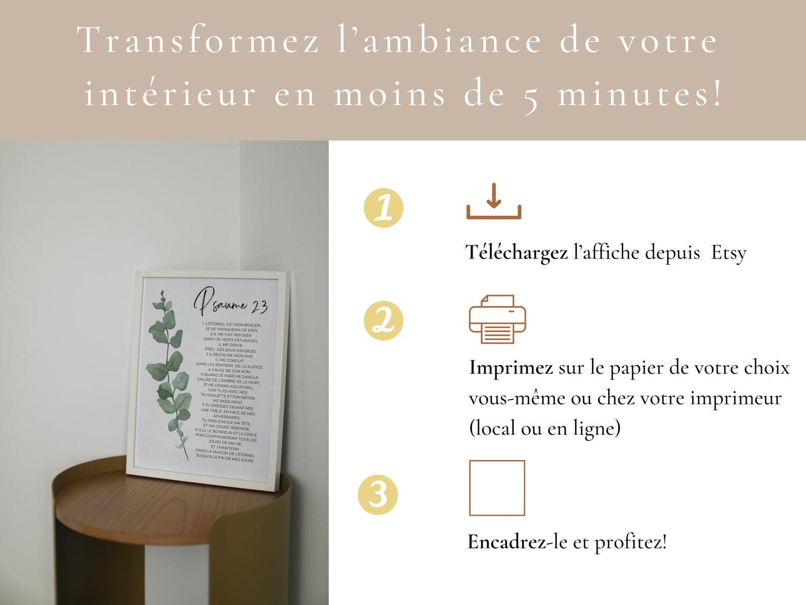 Bible Verse in French I Psalm 23 I Interior Wall Decoration I Christian ...