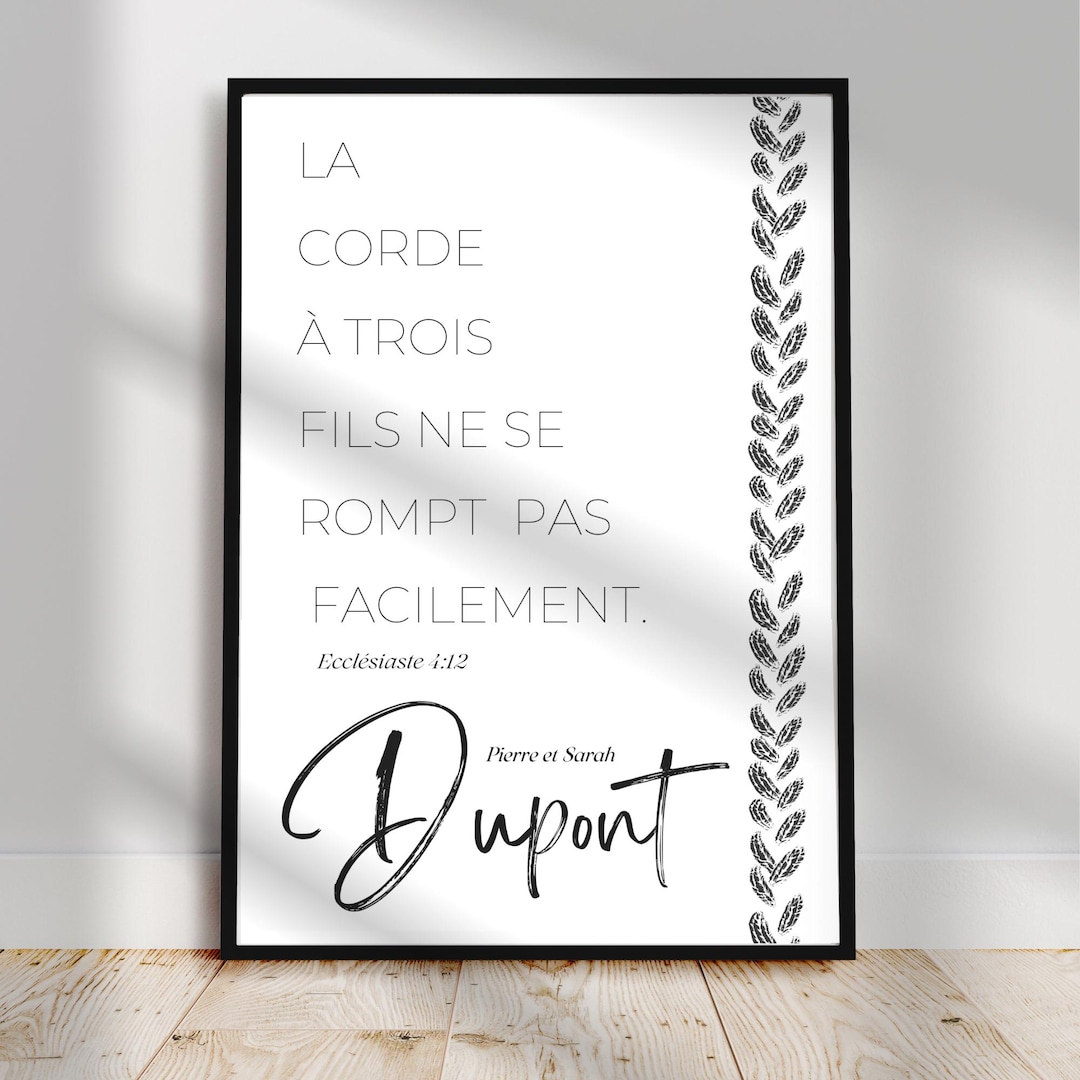 Bible Verses in French I Personalized Wedding Gift for Christian Couple ...
