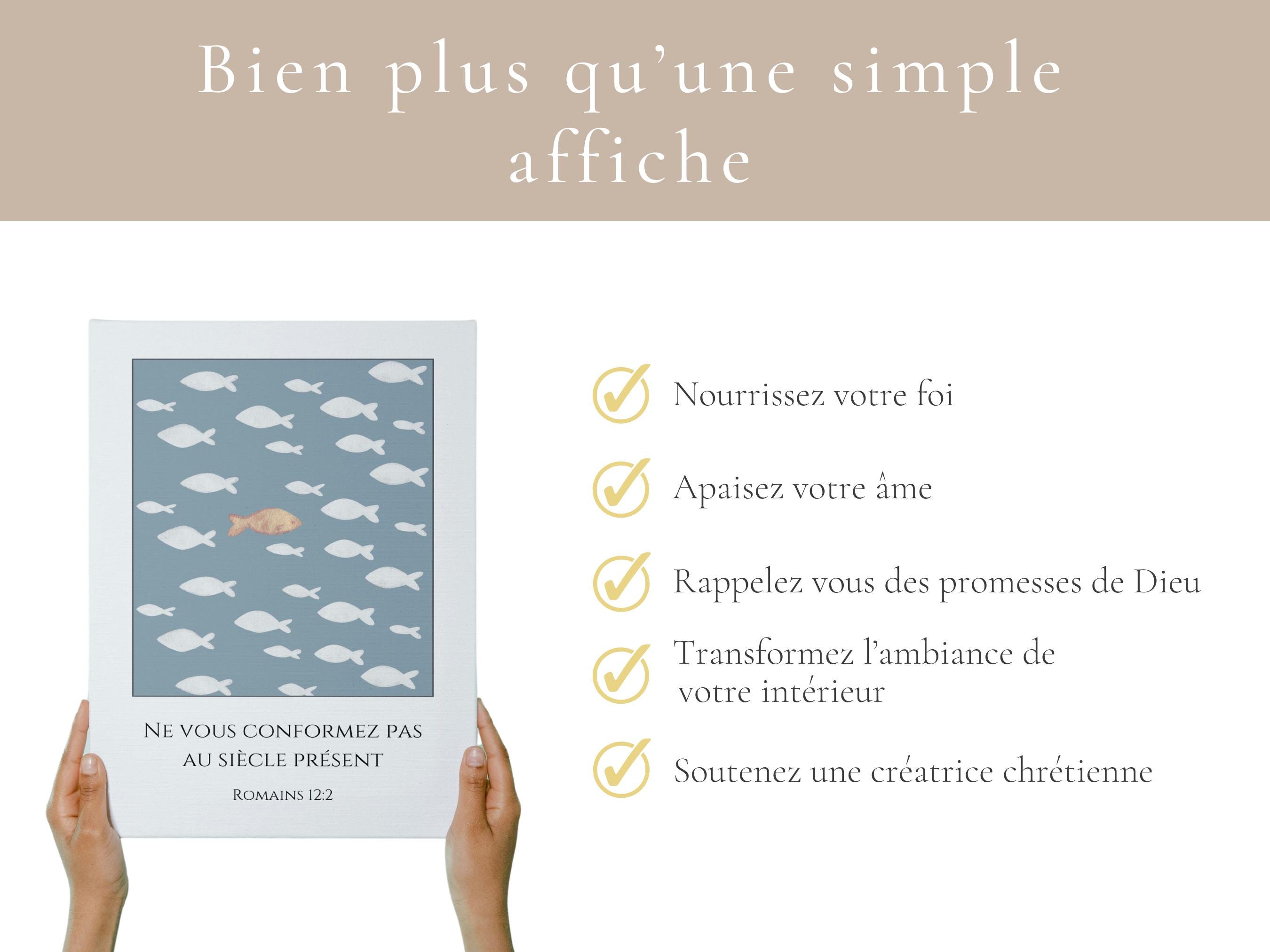 Verset biblique en français, Tableau chrétien, Affiche avec citation de ...