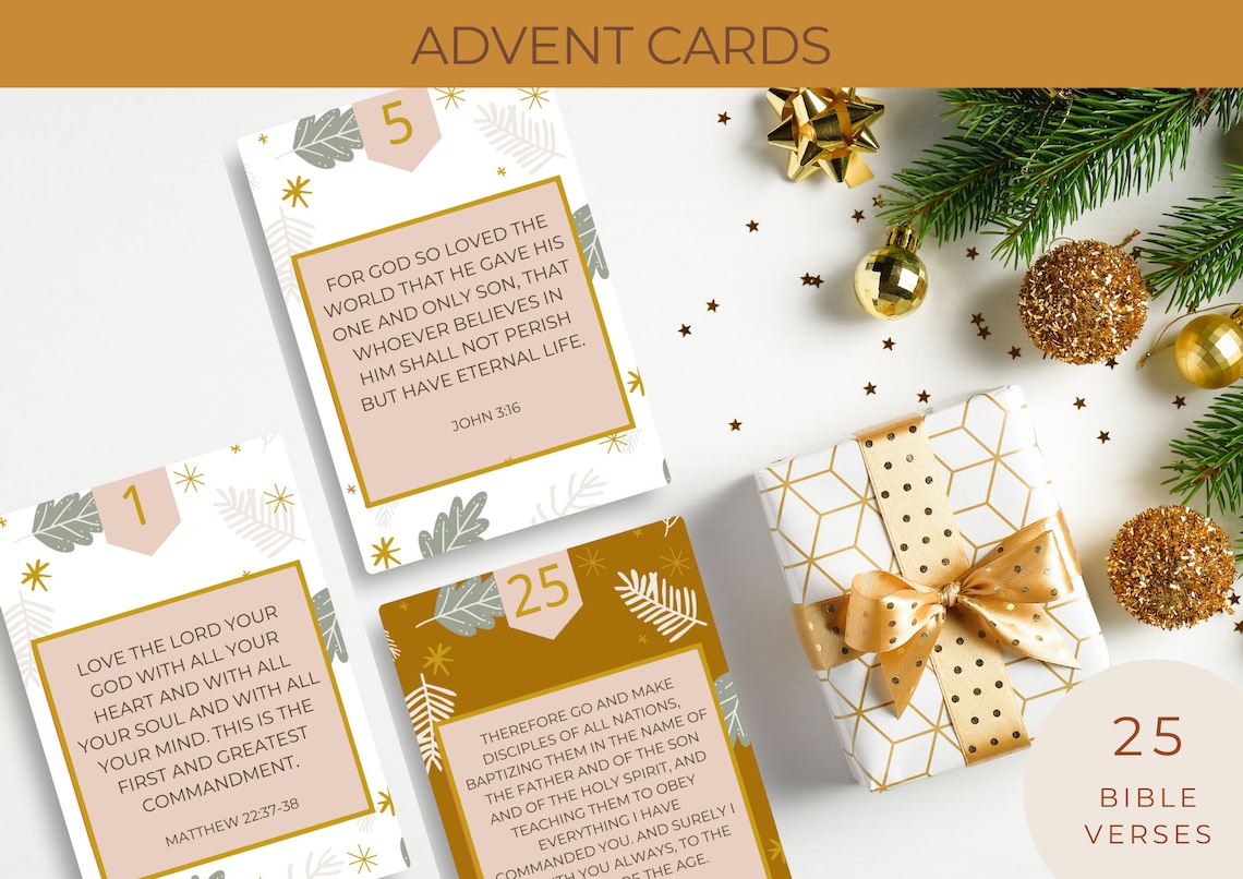 Printable Bible Verse Advent Cards 2023, Christian Advent Calendar ...
