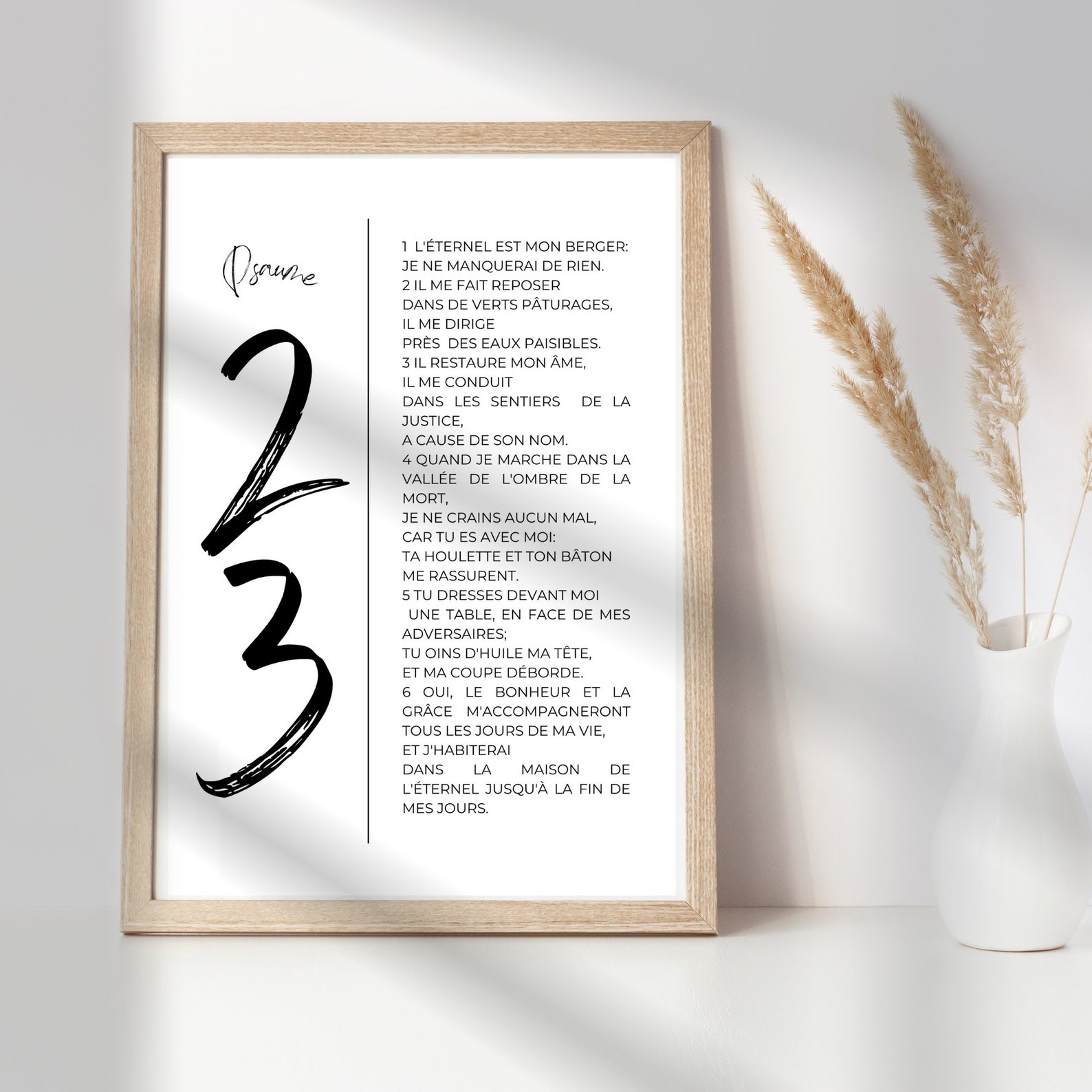 Verset biblique en français, Psaume 23, Tableau chrétien, Affiche Bible ...