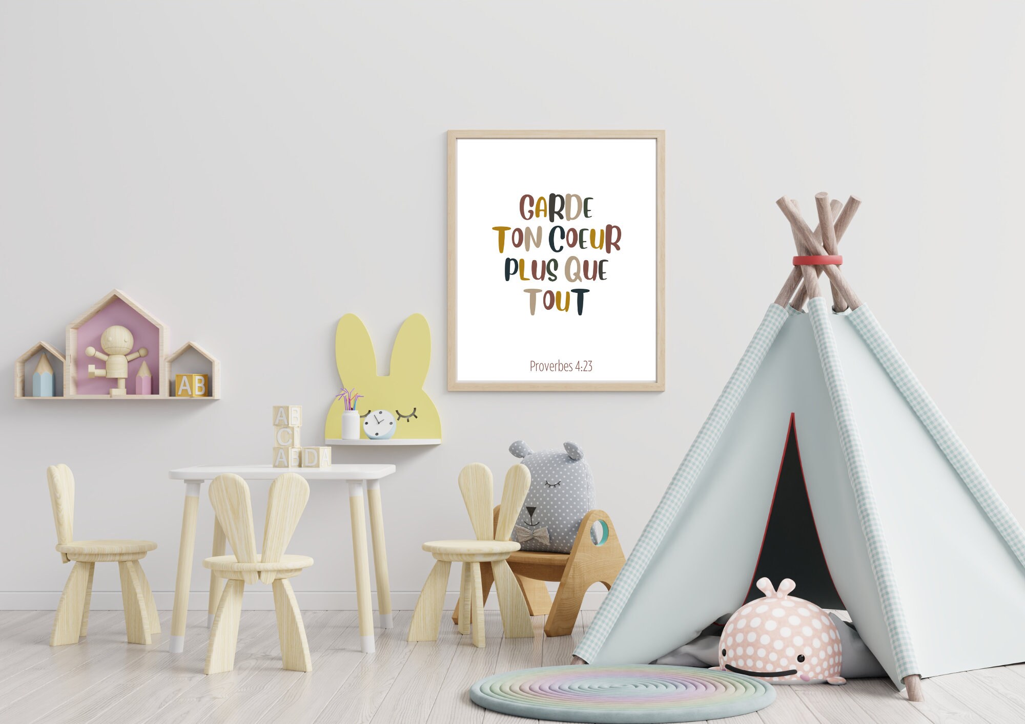 Affiche chambre enfant chretien, Verset biblique français, Proverbes 4 ...