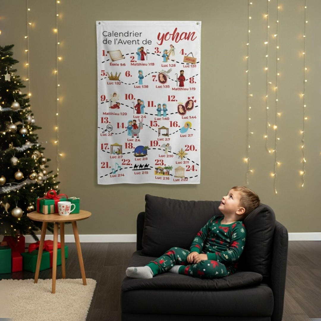 Calendario de Adviento de Tela Personalizado 2025, Versículo Bíblico en ...