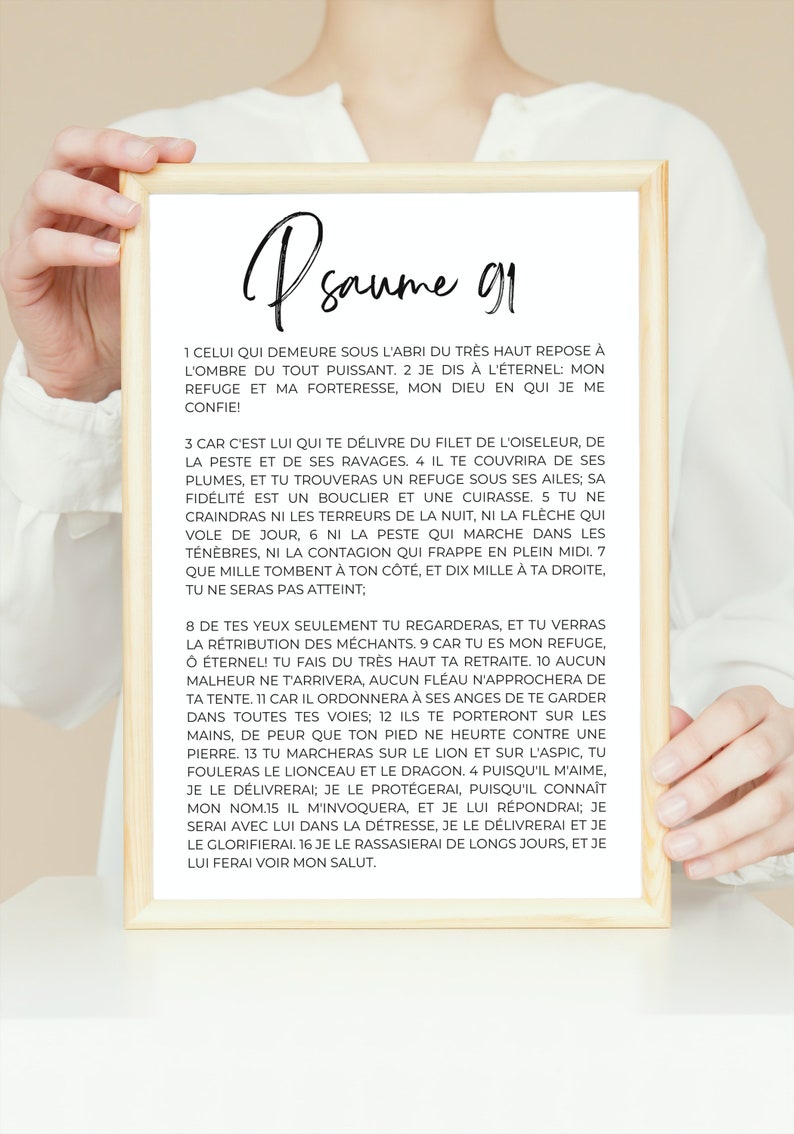 Bible Verse in French I Psalm 91 I Interior Wall Decoration I Christian ...
