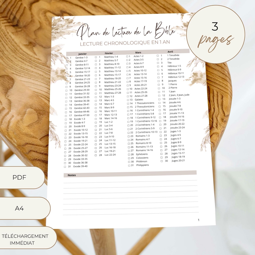One-year Bible Reading Plan, Bible Reading Plan in French, Bible Study ...