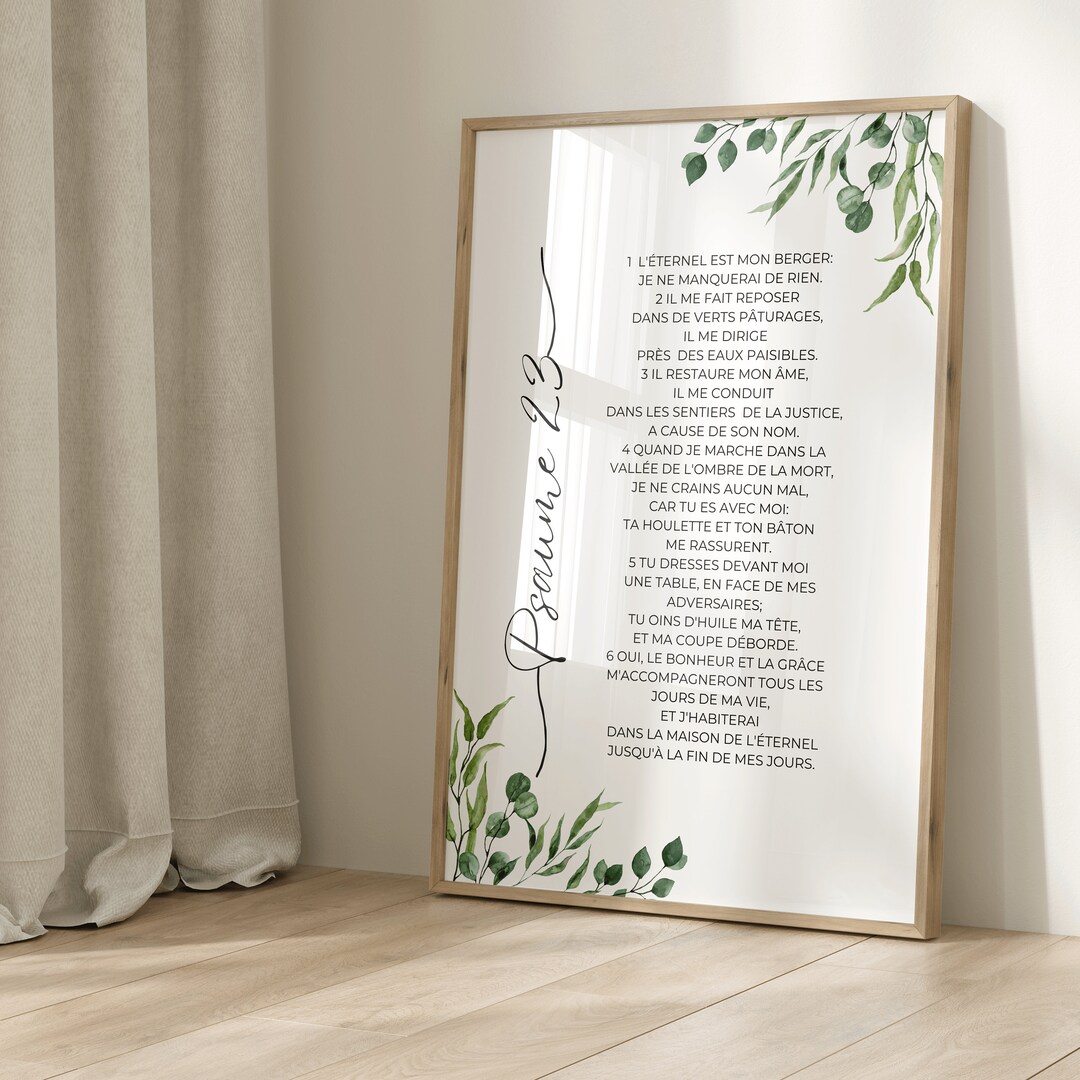 Bible Verse in French, Psalm 23, Christian Painting, Bible Poster ...