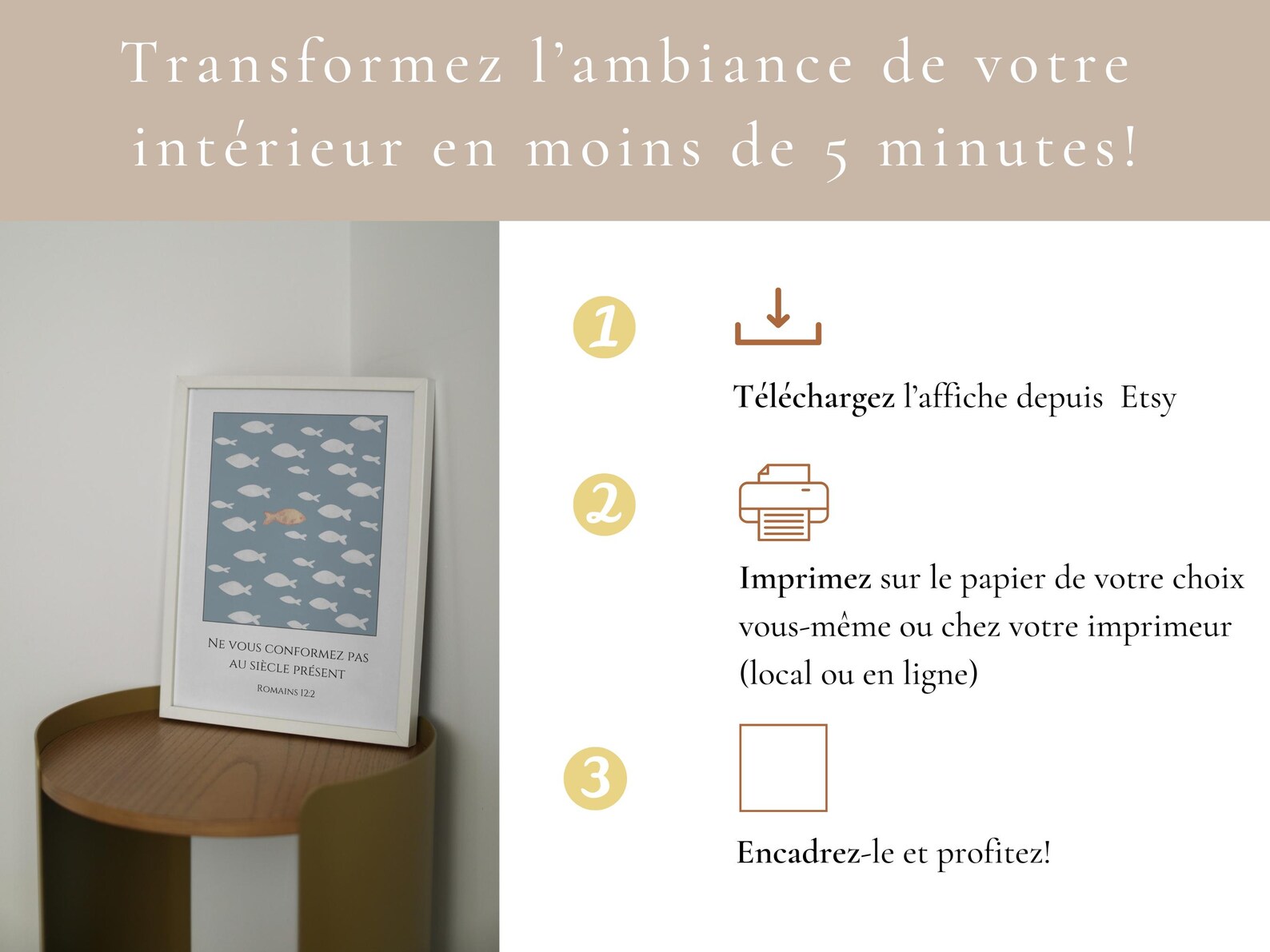 Verset biblique en français, Tableau chrétien, Affiche avec citation de ...