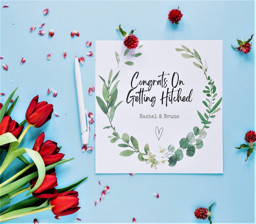 Custom Wedding Card 'congrats on Getting Hitched/tying - Etsy