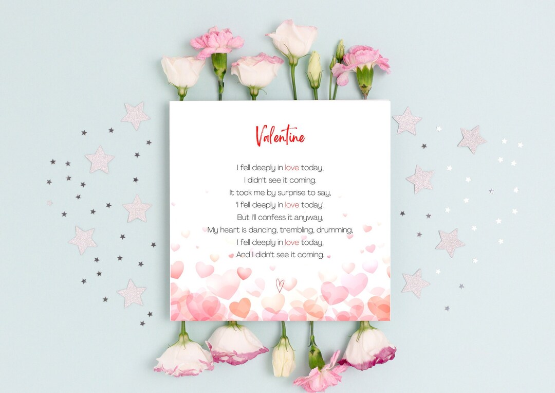 Custom Valentine's Day Card, 'valentine' Poem Greeting Card, Romantic ...