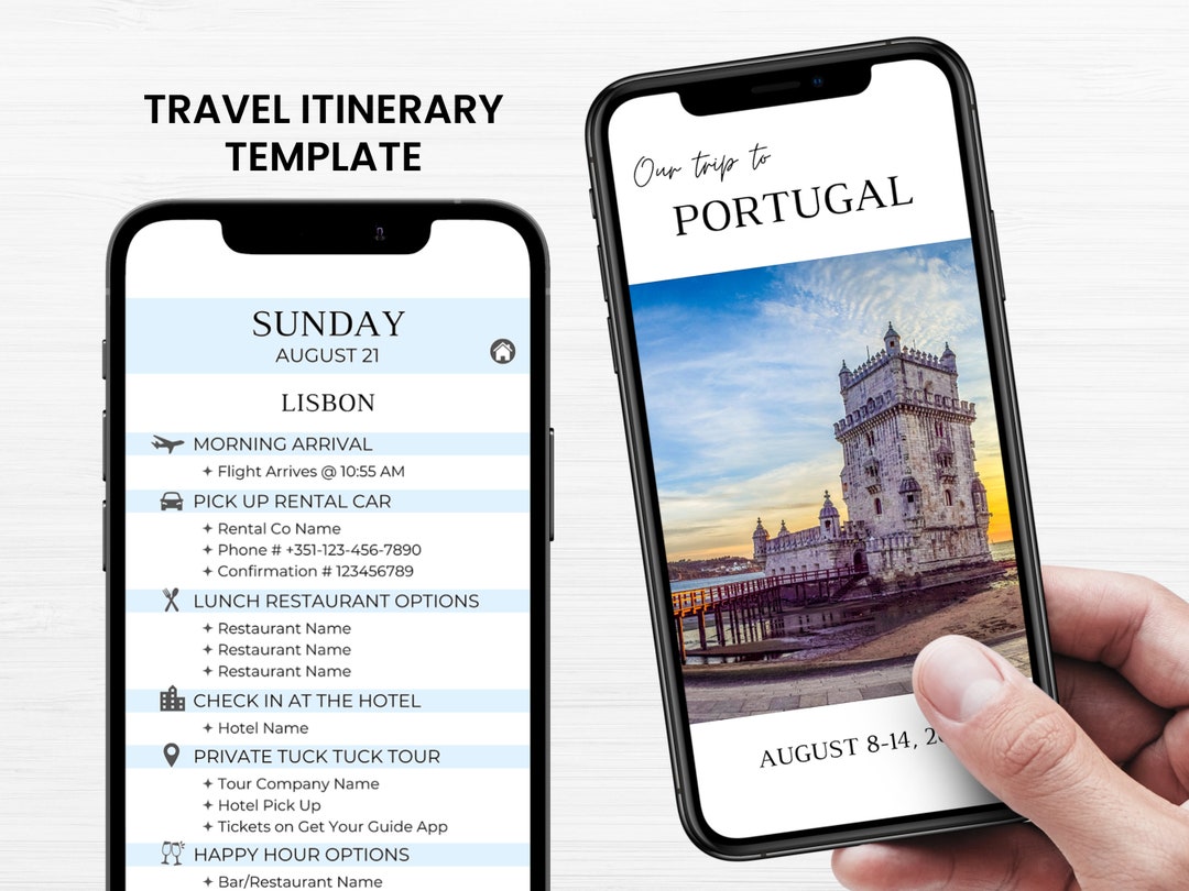 Mobile Travel Itinerary Template, Travel Planner Template, Vacation ...