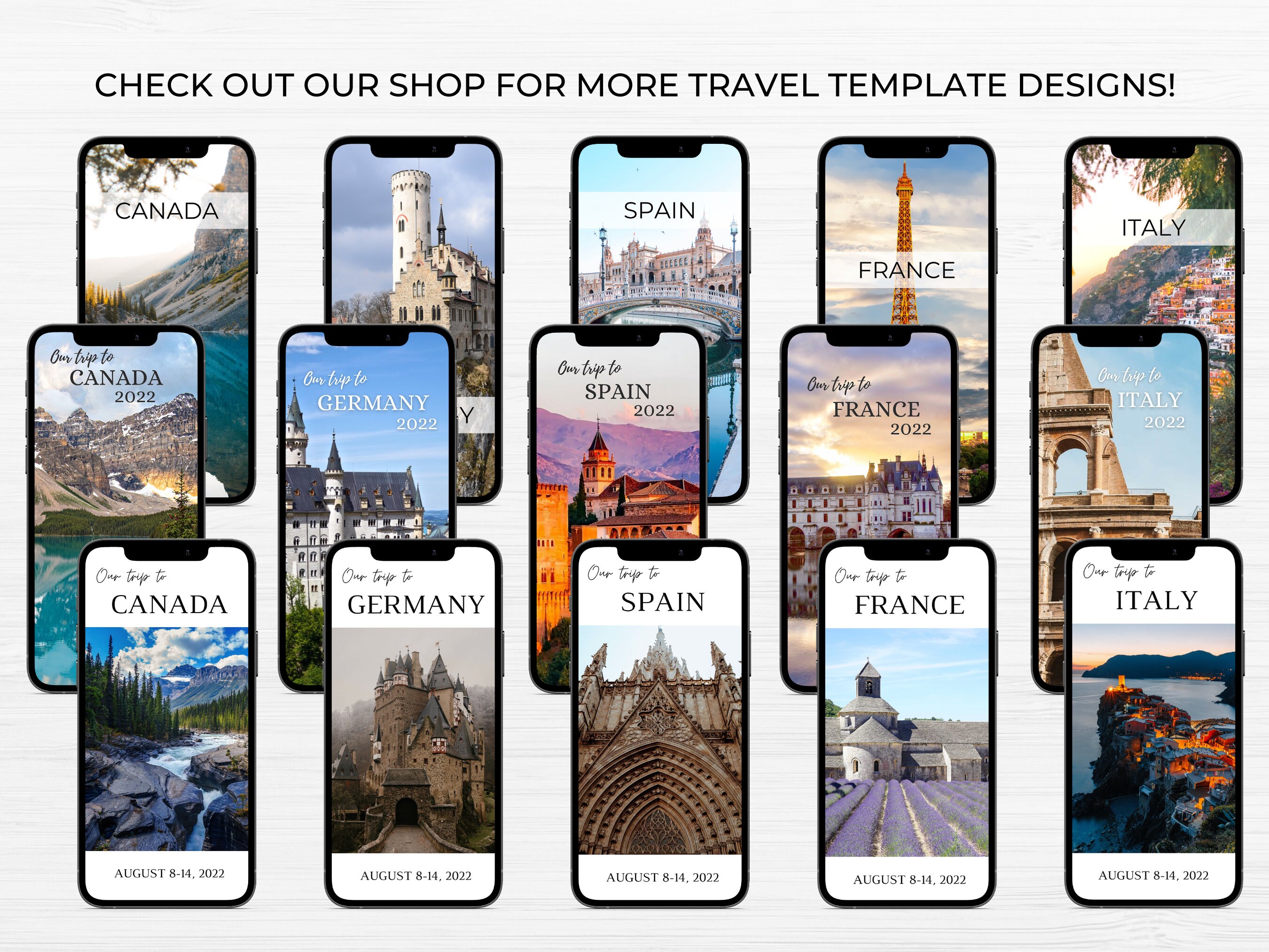 Mobile Travel Itinerary Template Travel Planner Template - Etsy