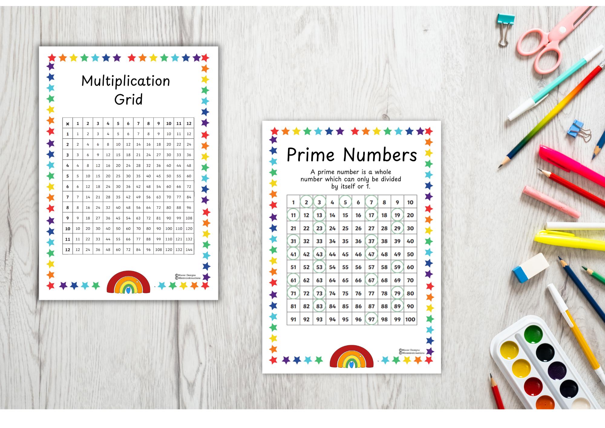 Multiplication Grid & Prime Number Square - Etsy