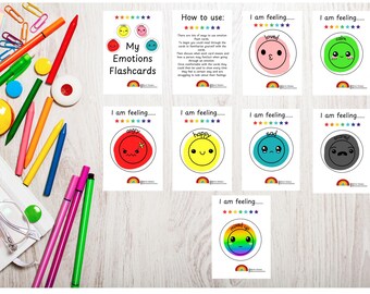 Emotions Flash Cards - Etsy