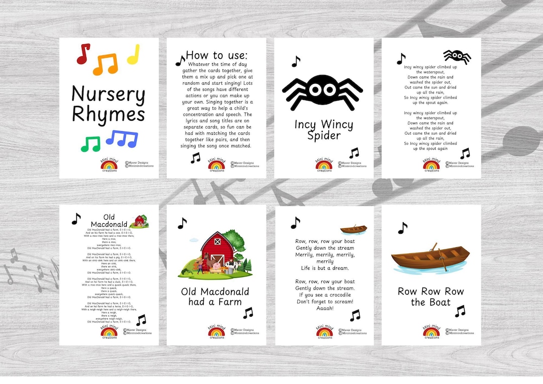 Nursery Rhymes Flash Cards - Etsy
