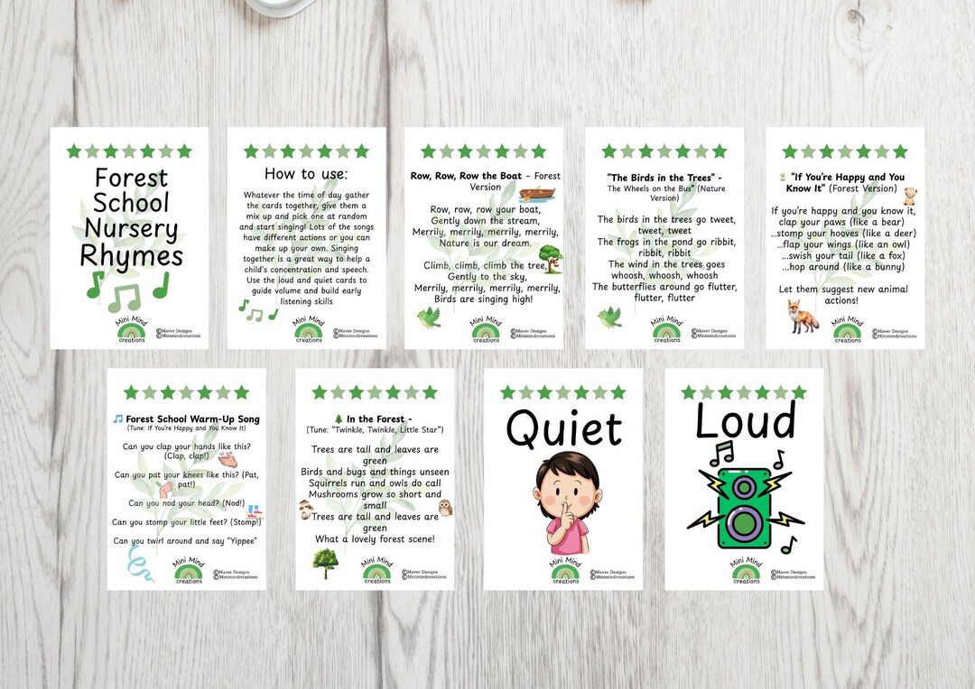 Forest School Nursery Rhymes Flash Cards - Etsy