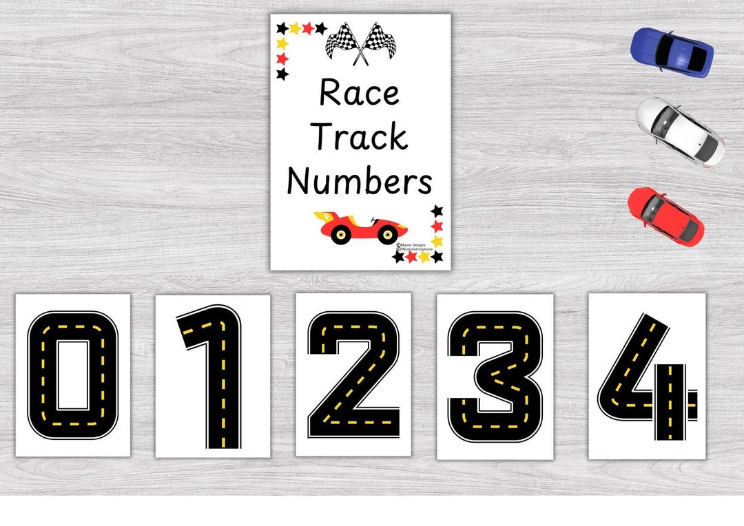 Number Tracing Race Track - Etsy