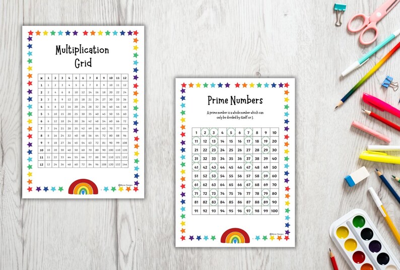 Multiplication Grid & Prime Number Square - Etsy