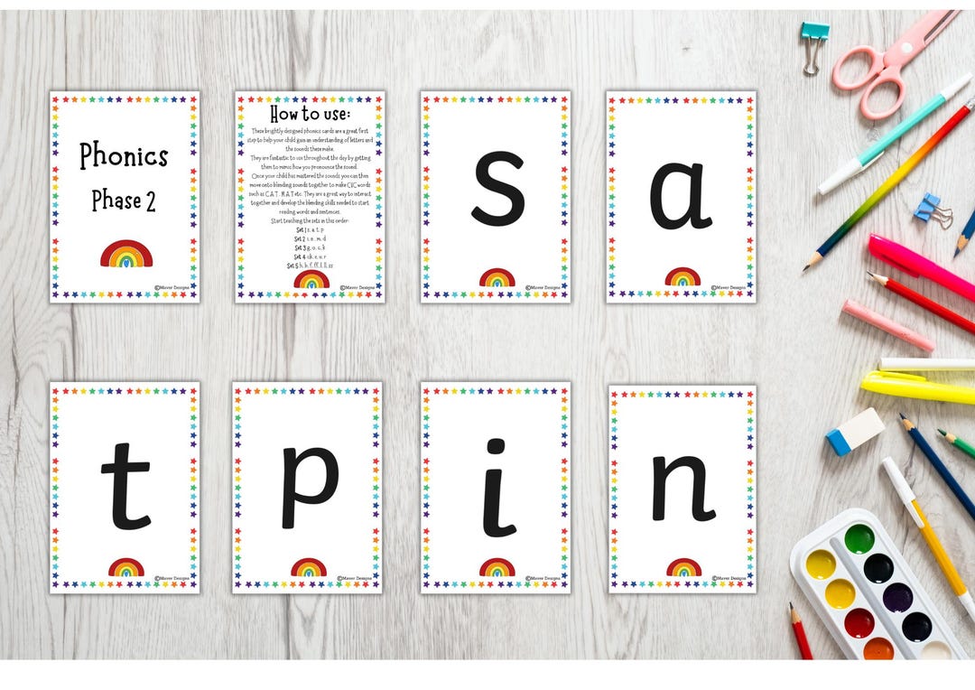 Phonics Phase 2 Flash Cards - Etsy